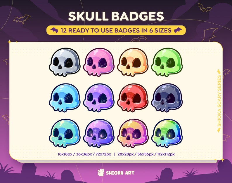 Skull Sub Badges | Stream Loyalty Badges | Scary Twitch Badge ...