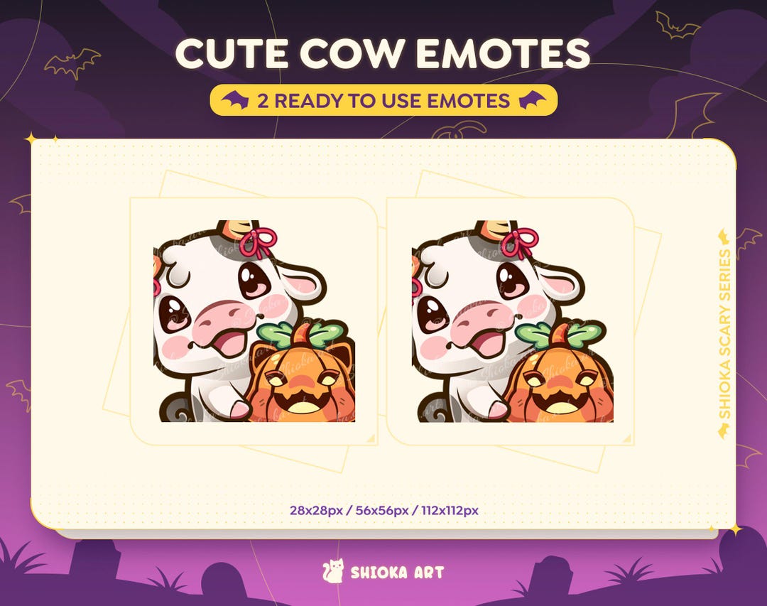 Cute Halloween Cow Twitch Emotes | Custom Emotes | Scary Emote ...