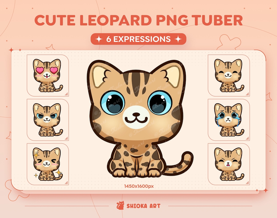 Cute Leopard Pngtuber for Twitch, Youtube, Discord, Veadotube, Cute ...