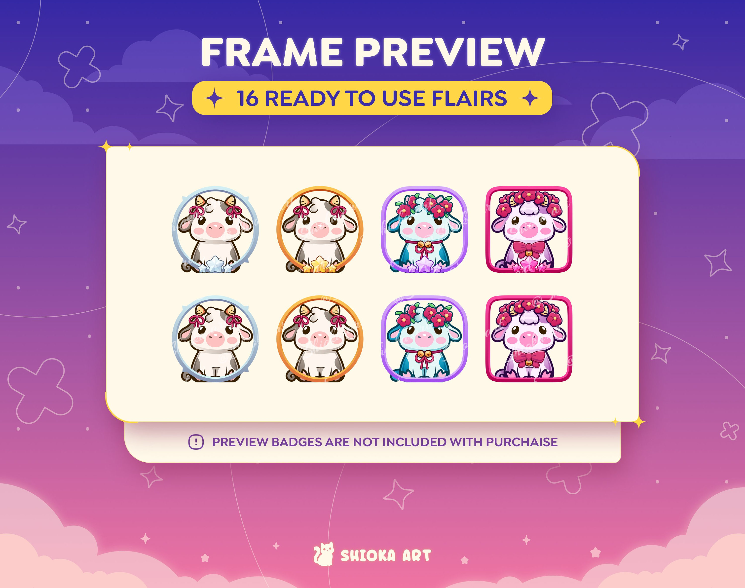 Frame Twitch Badge Flair Pack | Bit Badges | Cute, Pink, Purple, Gold ...