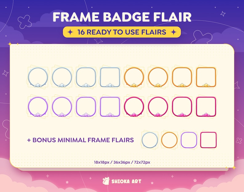 Frame Twitch Badge Flair Pack | Bit Badges | Cute, Pink, Purple, Gold ...