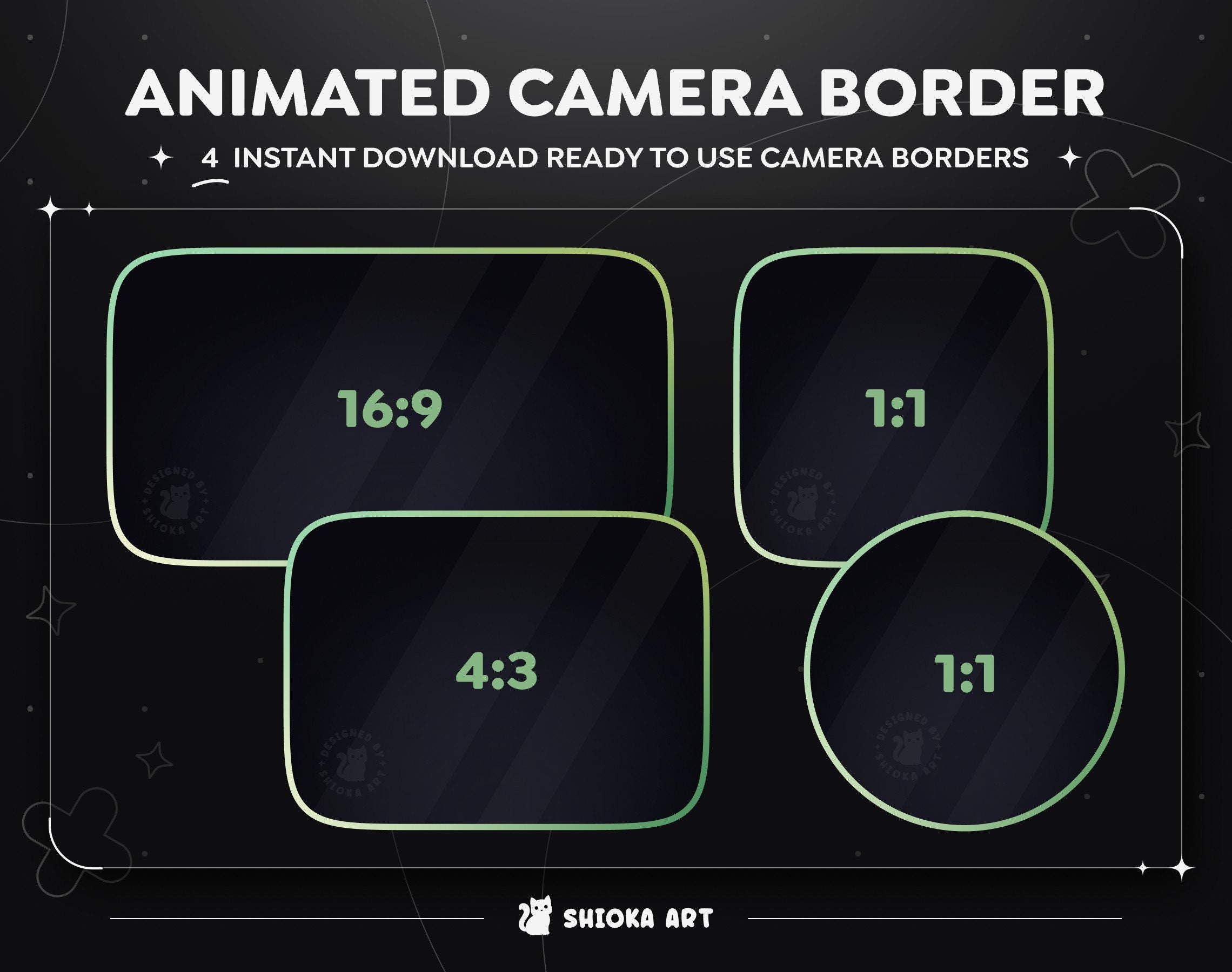 ANIMATED Minimal Green Gradient Webcam Border for Twitch, Youtube ...