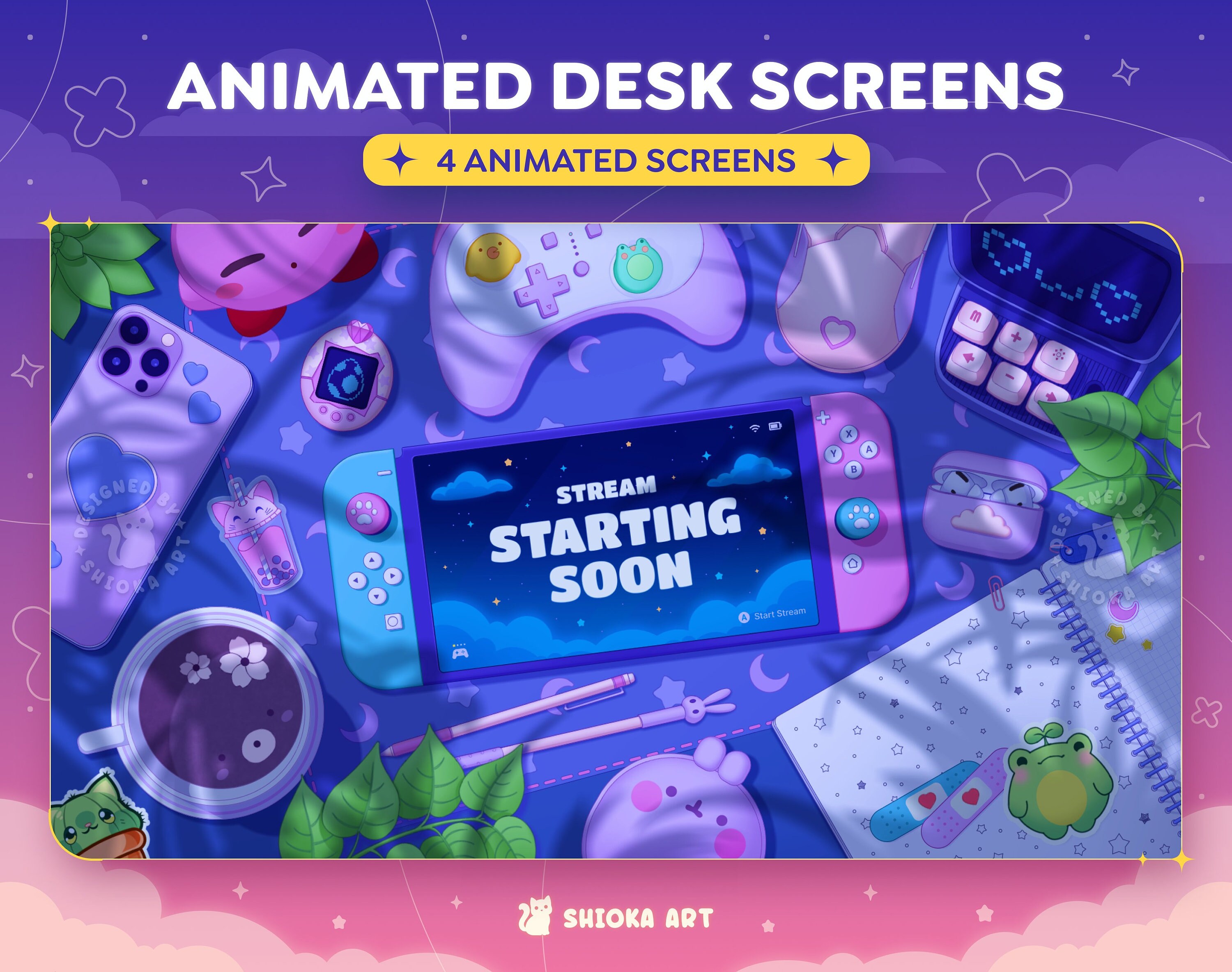 Animated Desk Stream Screens | Lofi Stream Scenes | Streamer Desk ...