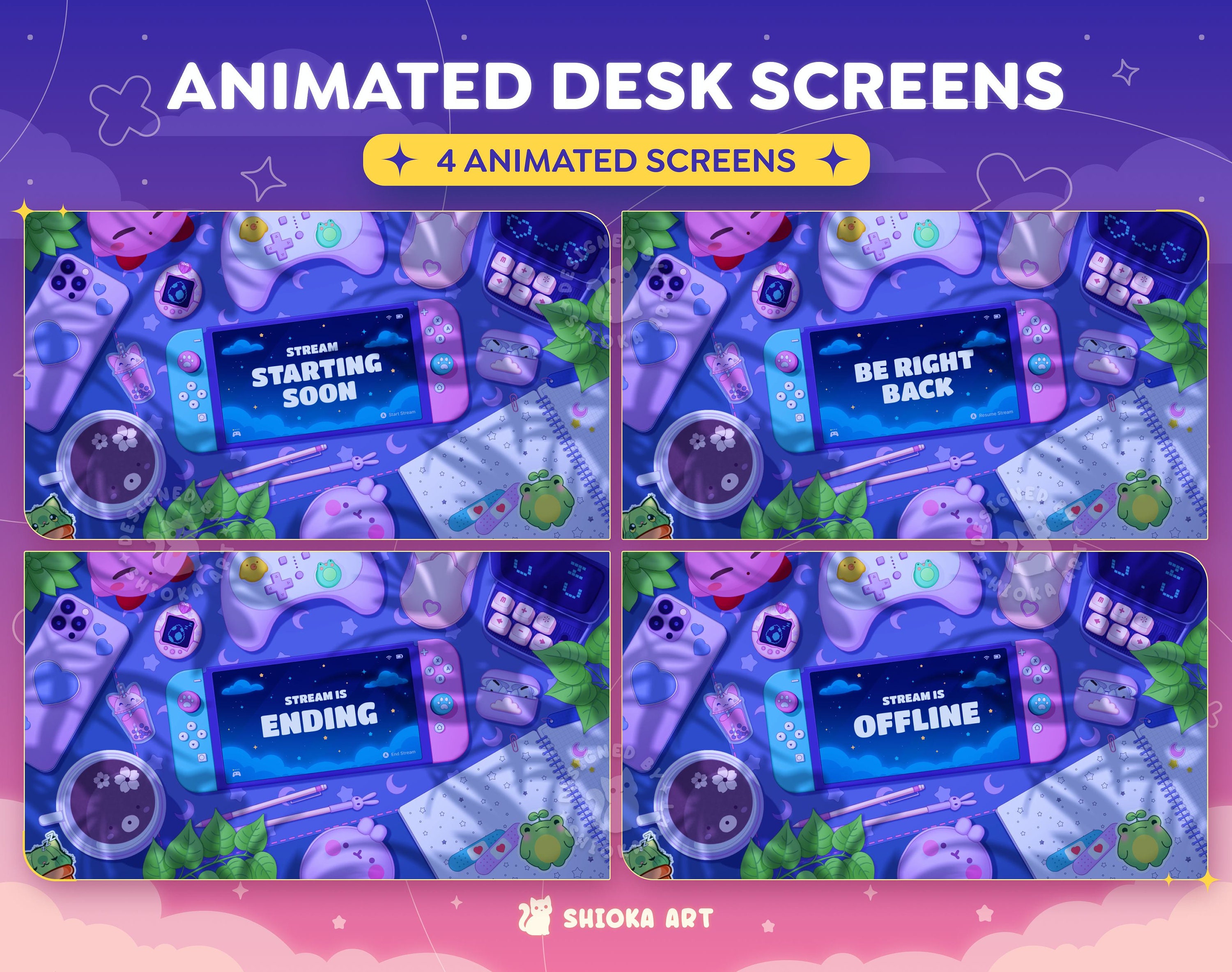 Animated Desk Stream Screens | Lofi Stream Scenes | Streamer Desk ...