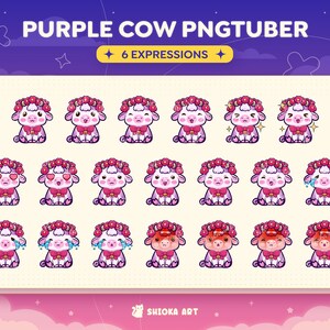 Cute Purple Cow Pngtuber for Twitch, Youtube, Discord, Veadotube, Cute ...