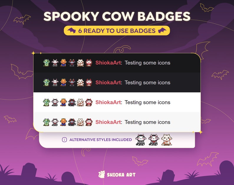 Spooky Cow Twitch Badges | Stream Loyalty Badges | Scary Twitch Badge ...