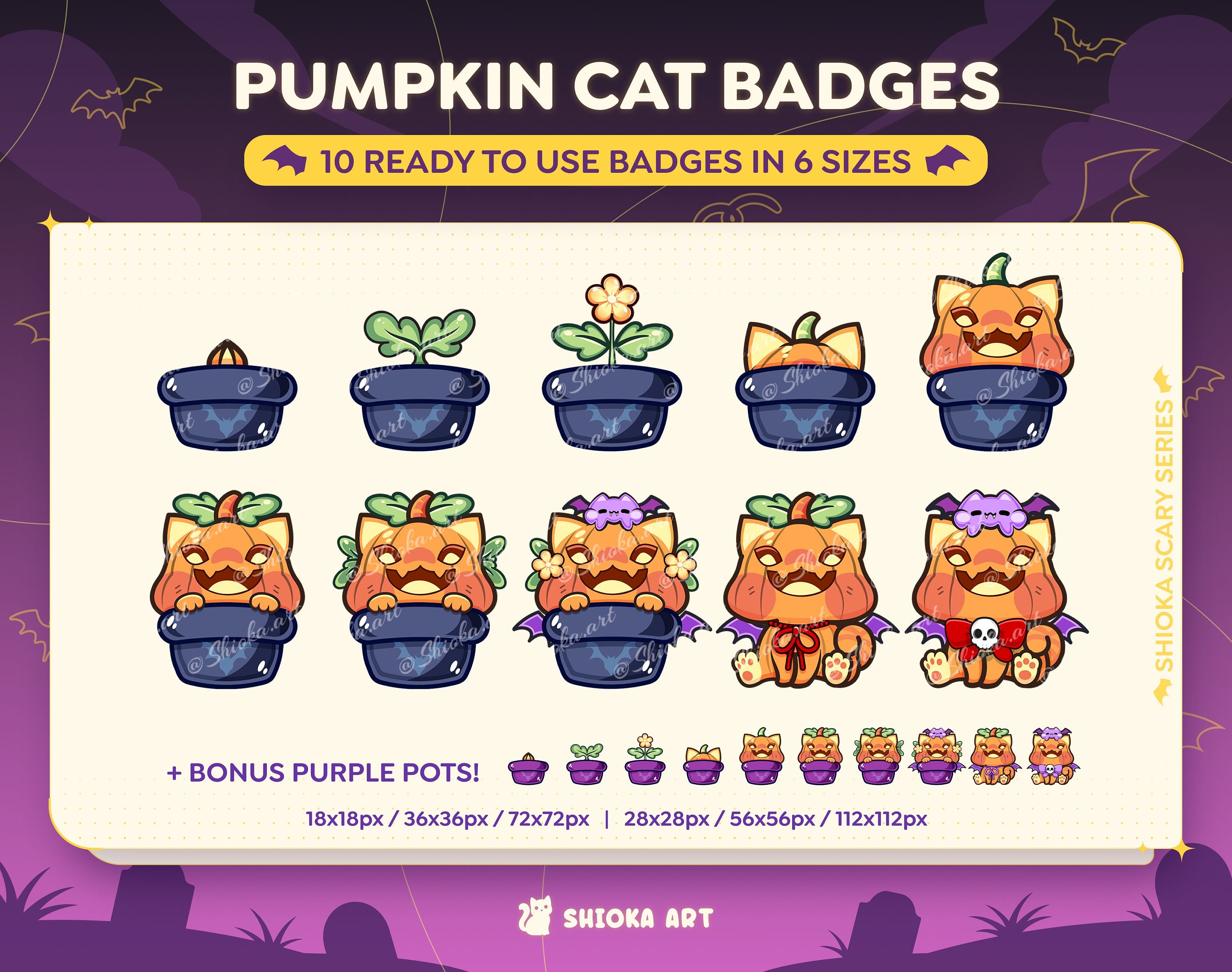 Pumpkin Cat Halloween Sub Badges | Stream Loyalty Badges | Scary Twitch ...
