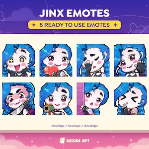 Jinx Twitch/discord Emote Set - Custom Emotes, League of Legends, Сute ...