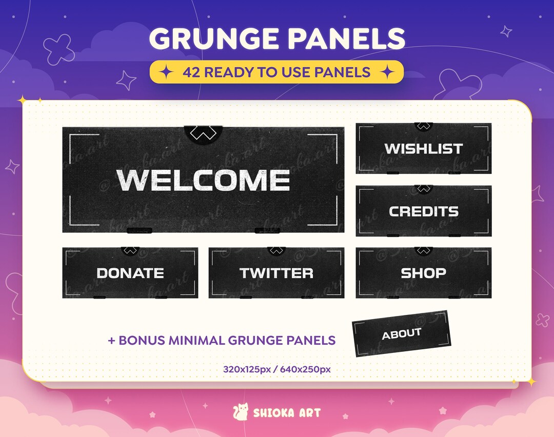 Black and White Grunge Panels for Twitch - X42 Dark Aesthetic, Minimal ...
