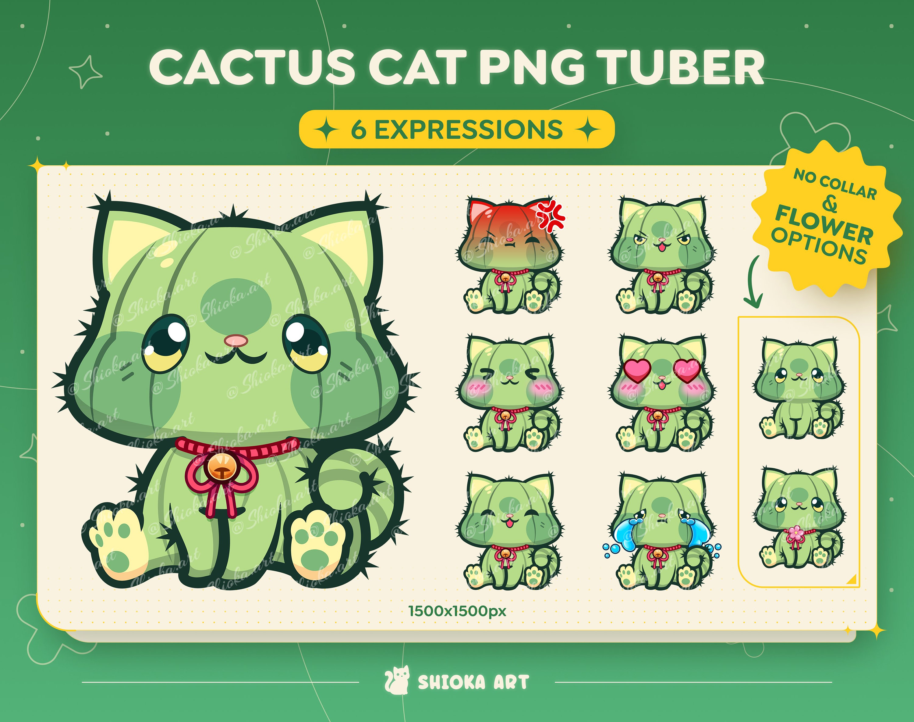 Cactus Cat Pngtuber for Twitch, Youtube, Discord, Veadotube, Cute Streamer Graphics, Animal ...