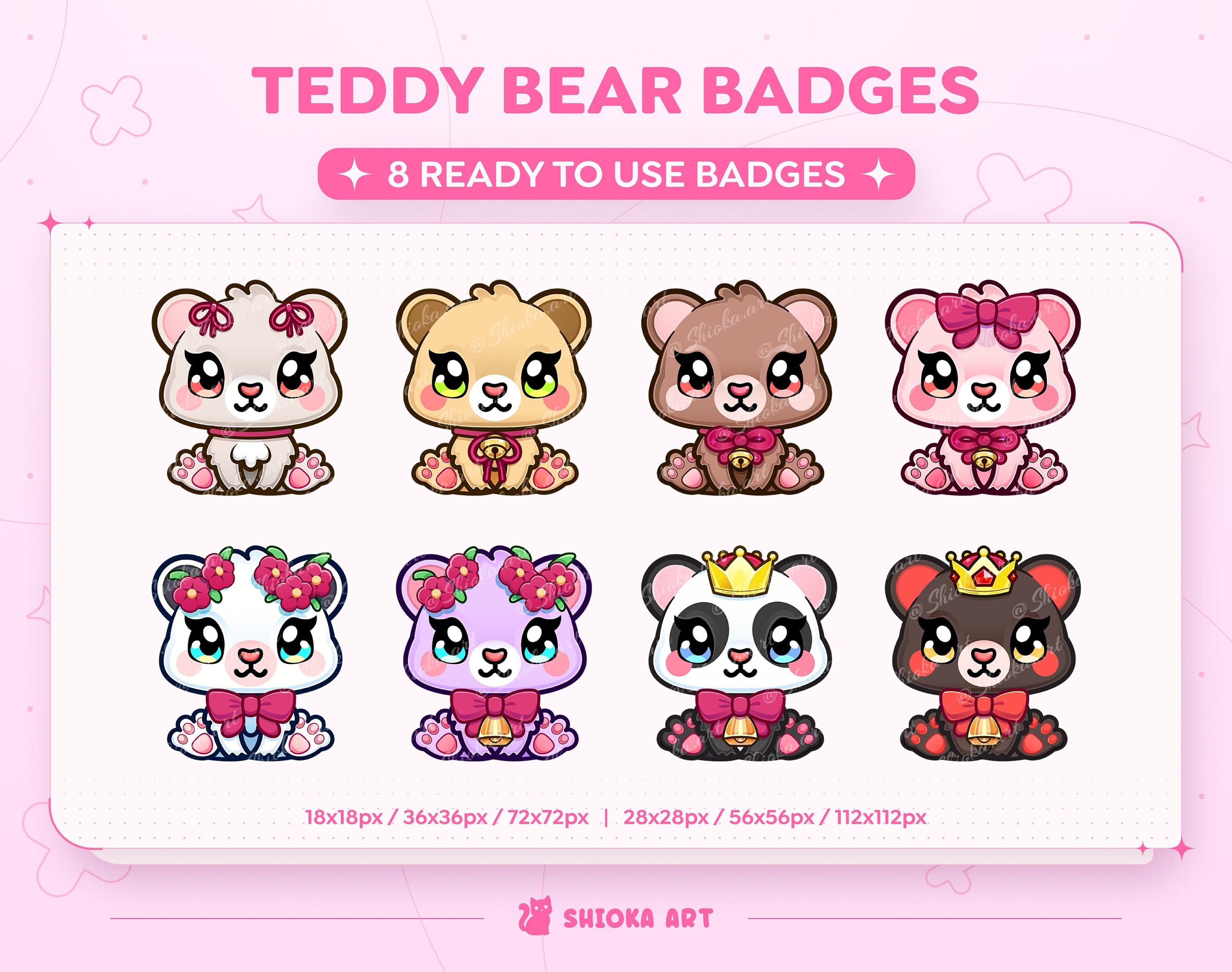 Teddy Bear Twitch Badges | Stream Loyalty Badges | Cute Sub Badge ...