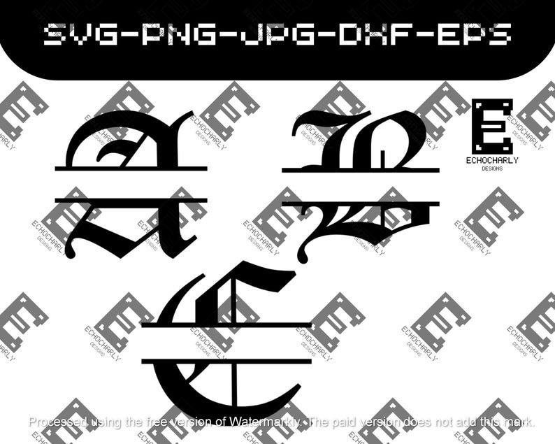 Old English Split Letter Alphabet - Customizable Svg Eps Dxf Png Jpg - Etsy