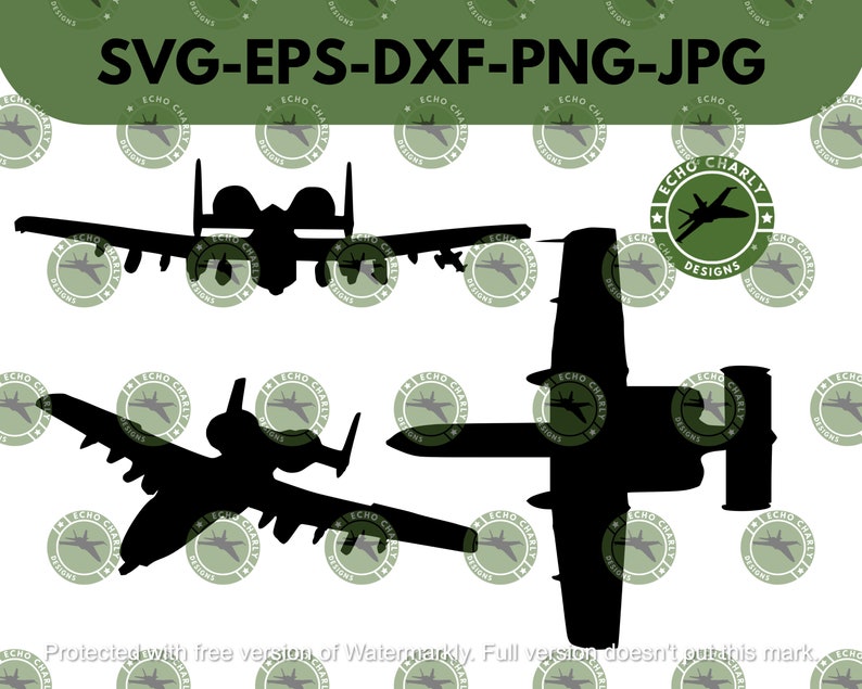 A-10 'warthog' Thunderbolt Aircraft Silhouette Bundle (svg-eps-dxf-png ...