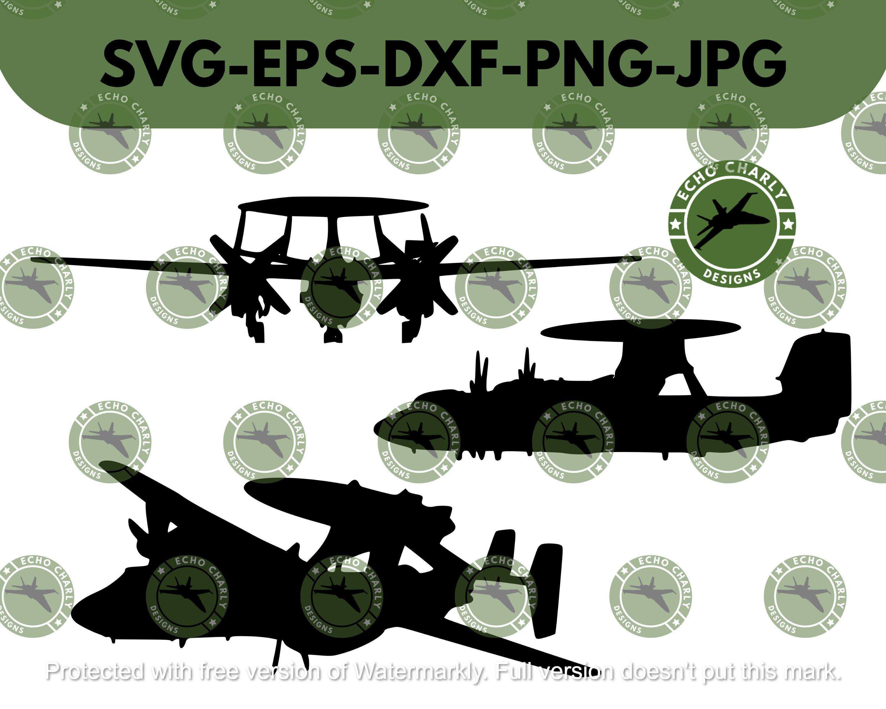 E-2C 'hawkeye' Aircraft Silhouette Bundle (svg-eps-dxf-png-jpg) - Etsy
