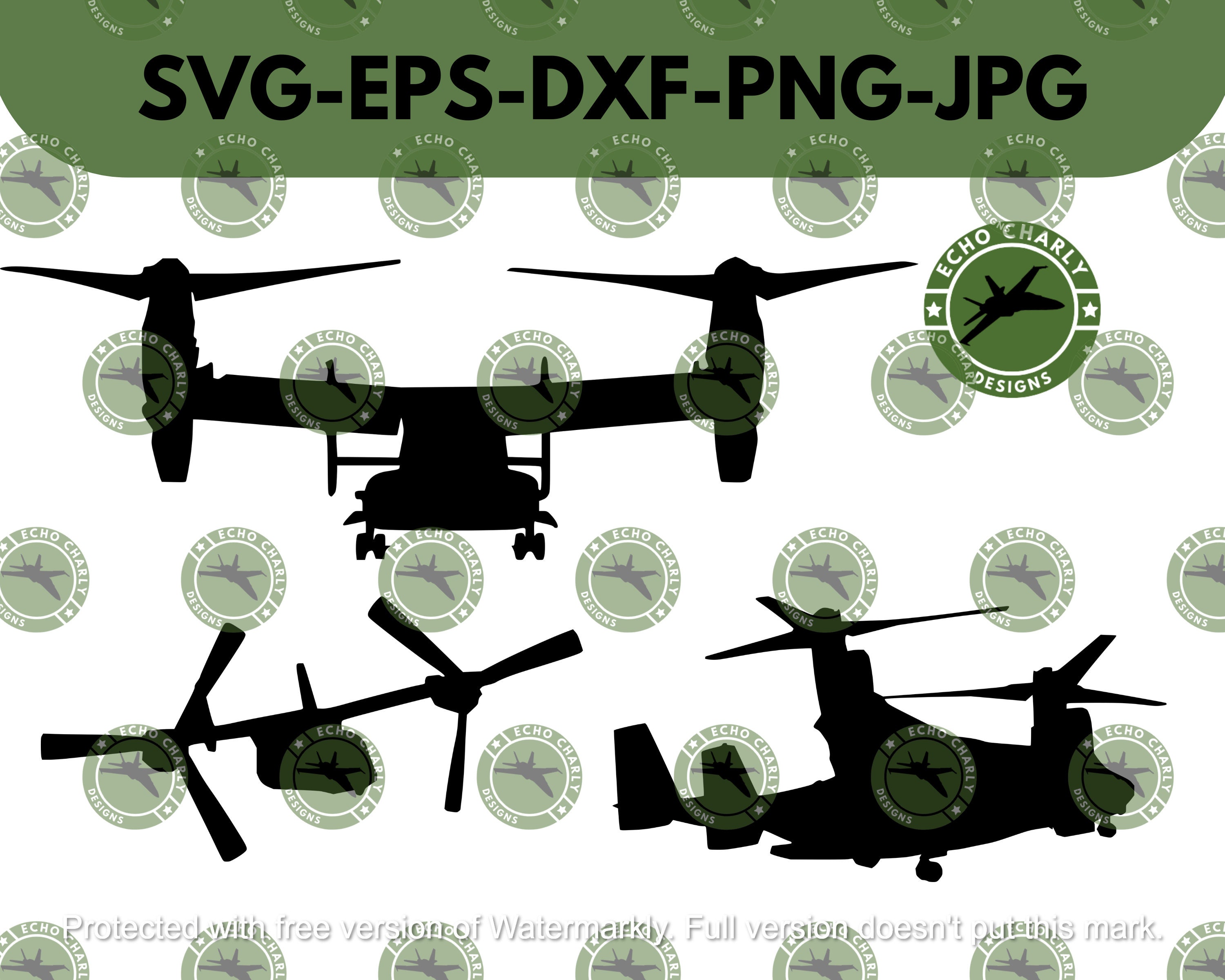 Bell Boeing V-22 Osprey Aircraft Silhouette Bundle - Etsy