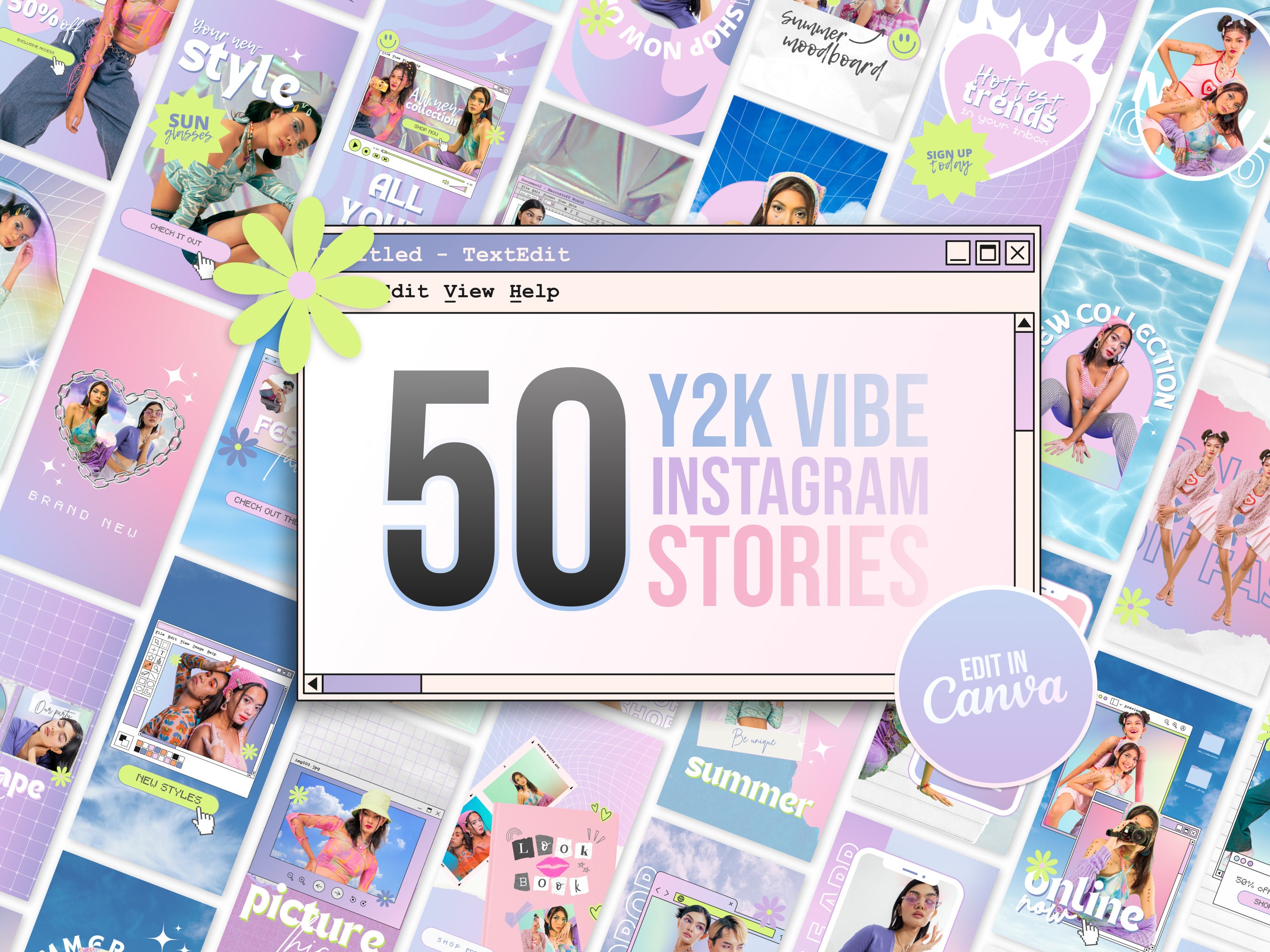 Y2K Instagram Story Template | 00s Aesthetic Canva Template | Fashion ...