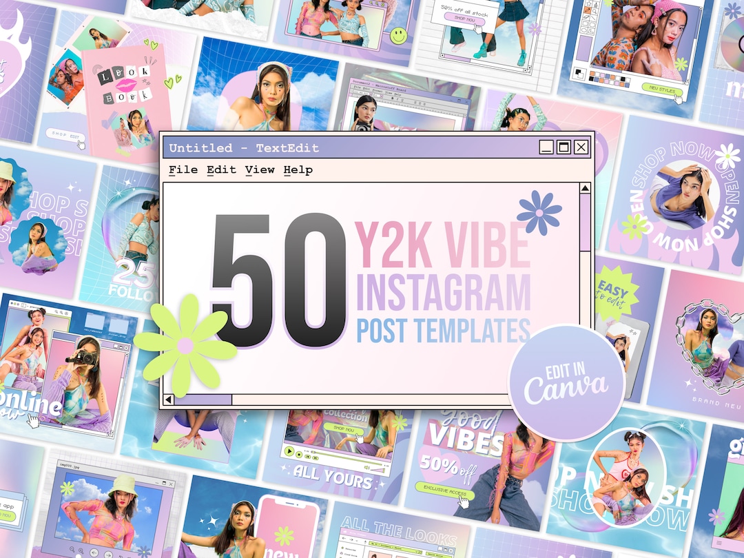 Y2K Instagram Post Template | 90s 00s Aesthetic Canva Template ...