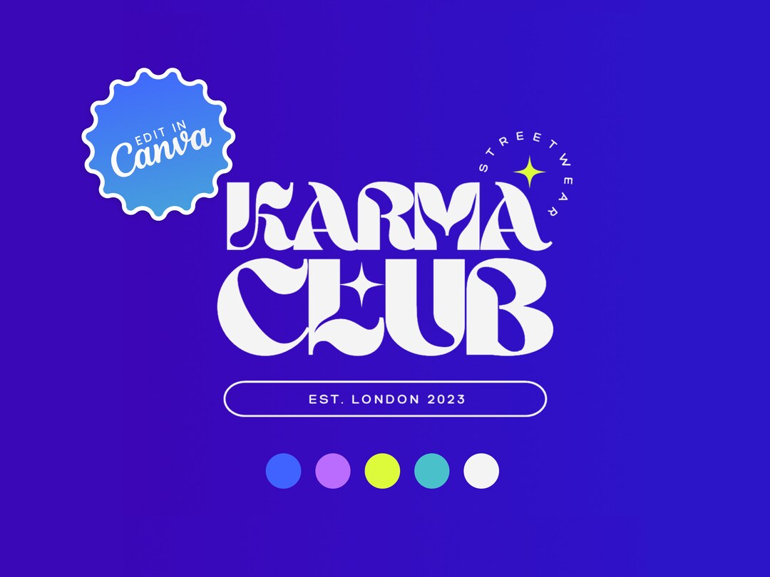 Karma Club | Editable Cool Logo Design | DIY Canva Branding With Cool ...