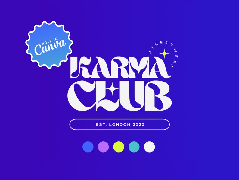 Karma Club | Editable Cool Logo Design | DIY Canva Branding With Cool ...