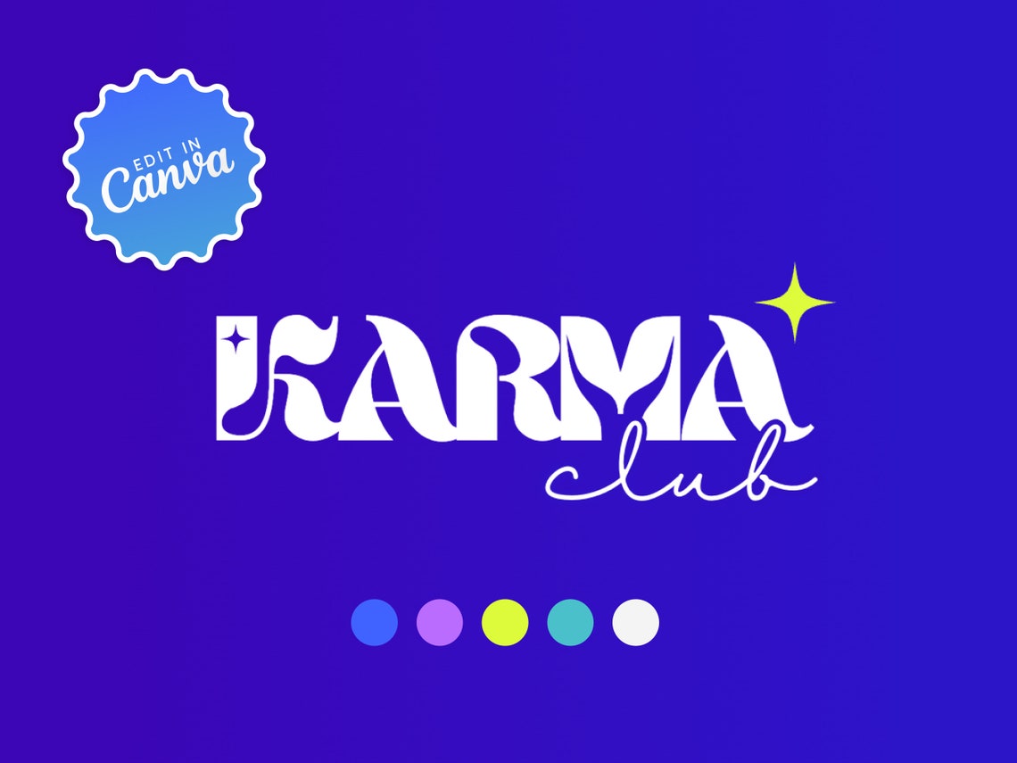 Karma Club | Editable Cool Logo Design | DIY Canva Branding With Cool ...