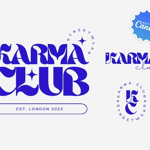 Karma Club | Editable Cool Logo Design | DIY Canva Branding With Cool ...