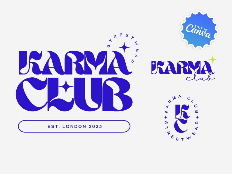 Karma Club | Editable Cool Logo Design | DIY Canva Branding With Cool ...