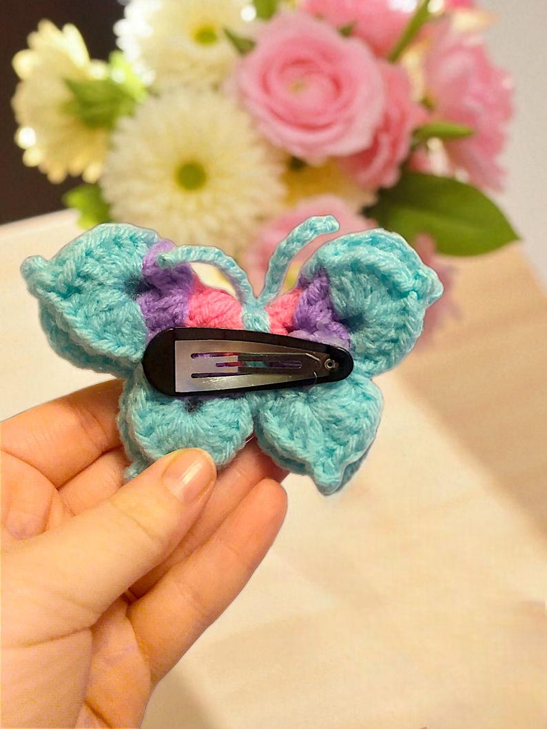 Crochet Butterfly Hairclips-whimsical-colorful-hair Accessory-spring ...