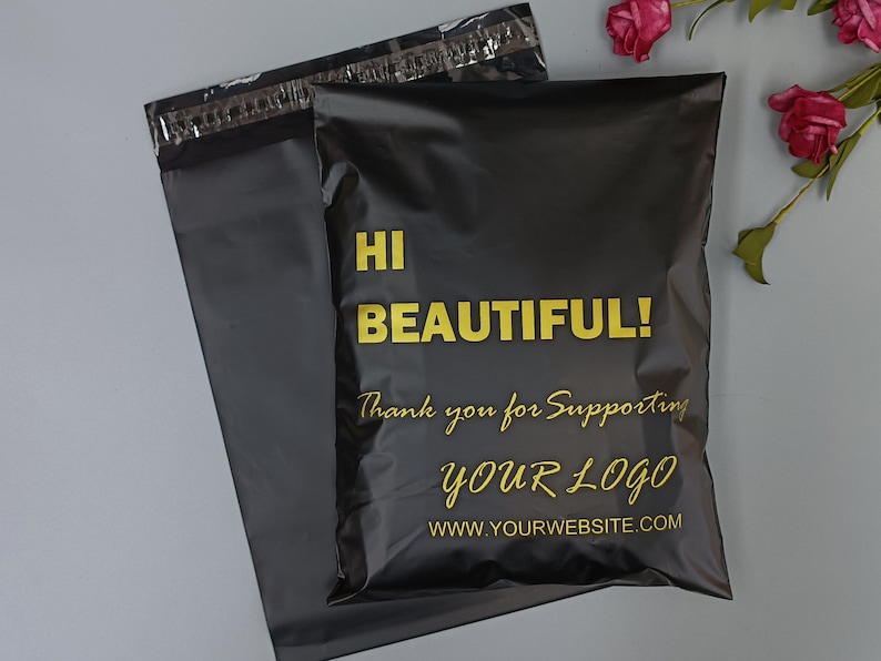 5-500pcs Black Shipping Envelopes With Logo Printed,poly Mailer for ...