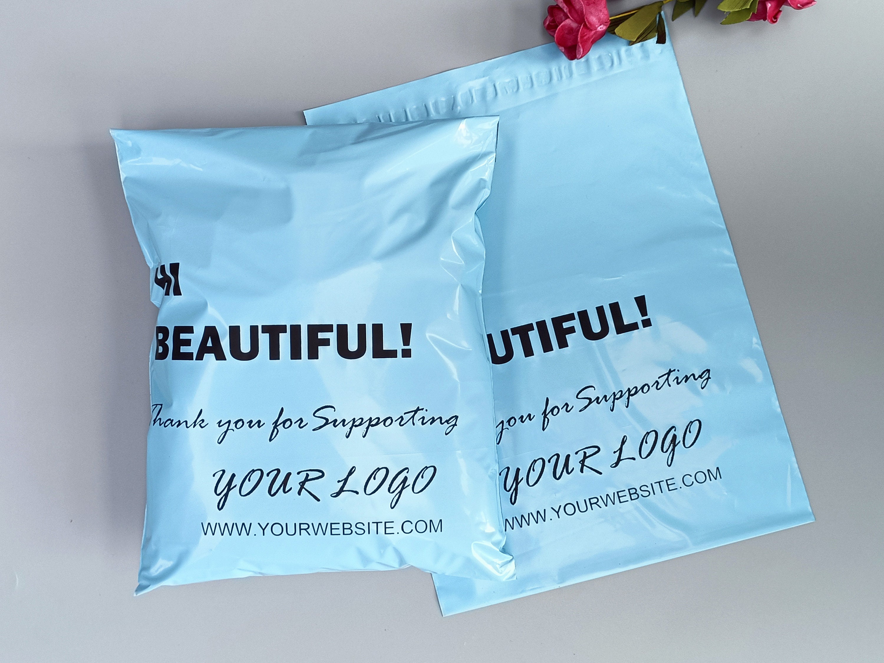 100pcs Blue Poly Mailer With Logo Printed,poly Mailers With Self ...