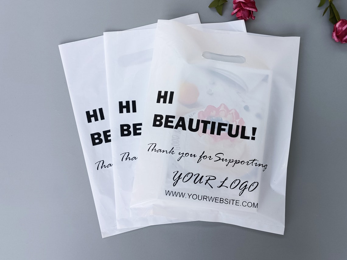 100pcs Custom Shopping Bags With Logo for Boutique,personalized Plastic ...