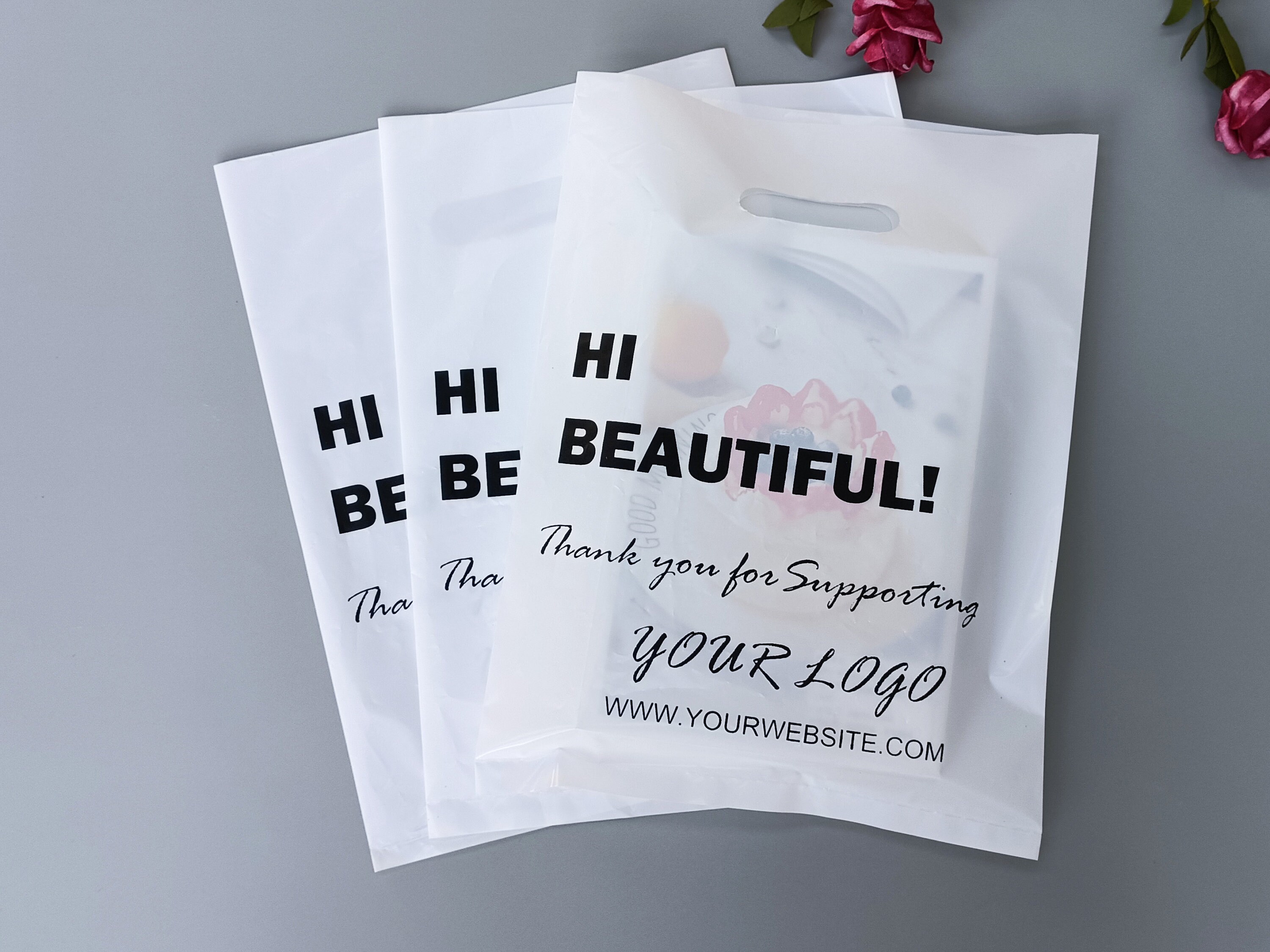 100pcs Custom Shopping Bags With Logo for Boutique,personalized Plastic ...