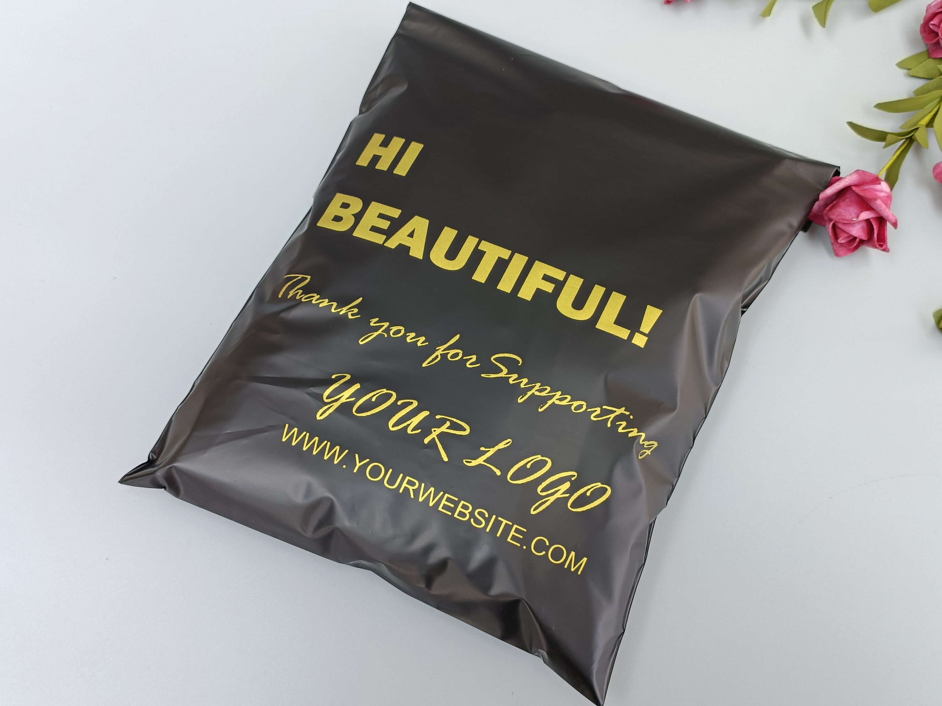 5-500pcs Black Shipping Envelopes With Logo Printed,poly Mailer for ...