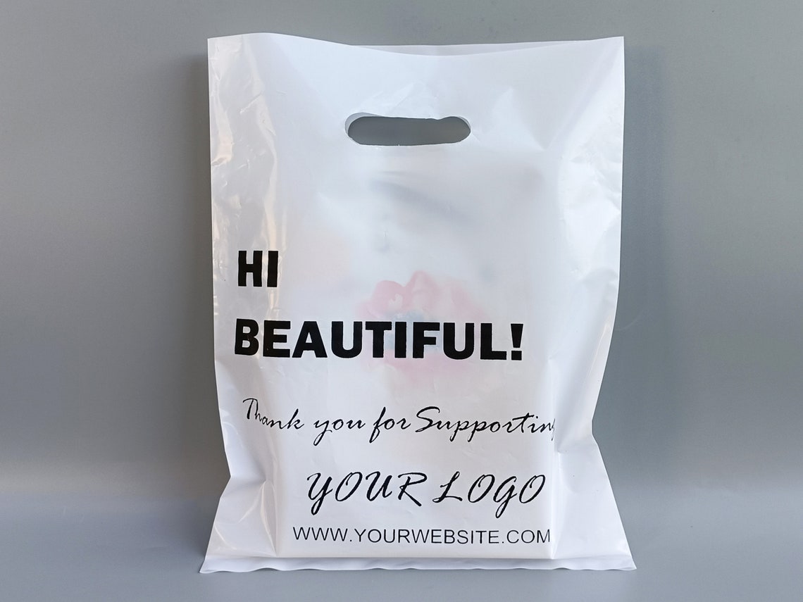 100pcs Custom Shopping Bags With Logo for Boutique,personalized Plastic ...