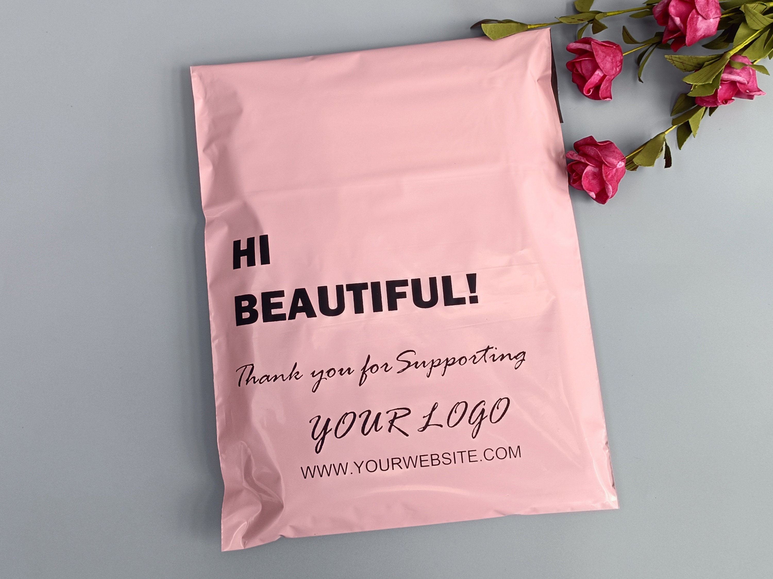5-500pcs Pink Poly Bags With Logo Printed,mailing Bags for Hoodie ...