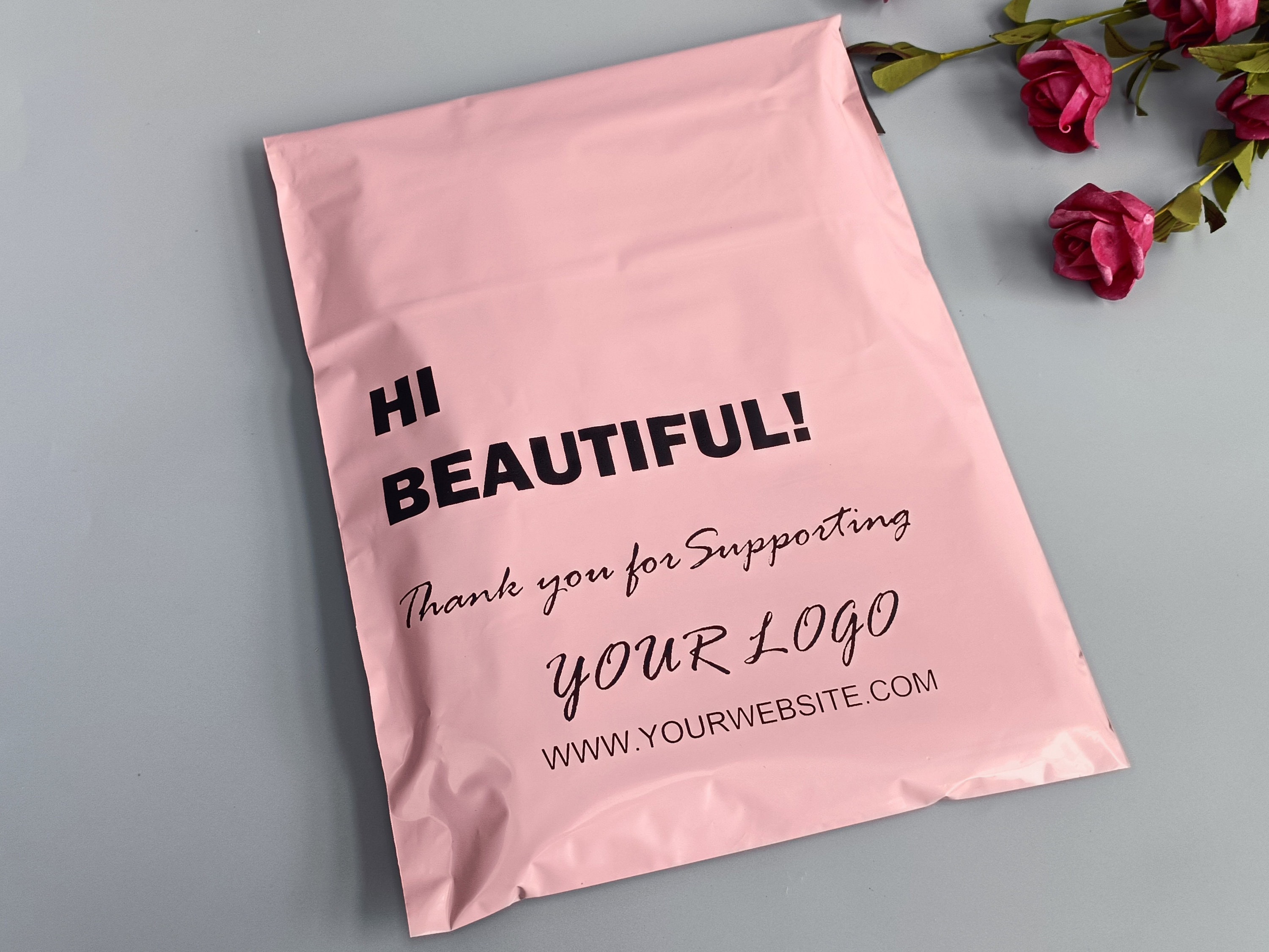 5-500pcs Pink Poly Bags With Logo Printed,mailing Bags for Hoodie ...