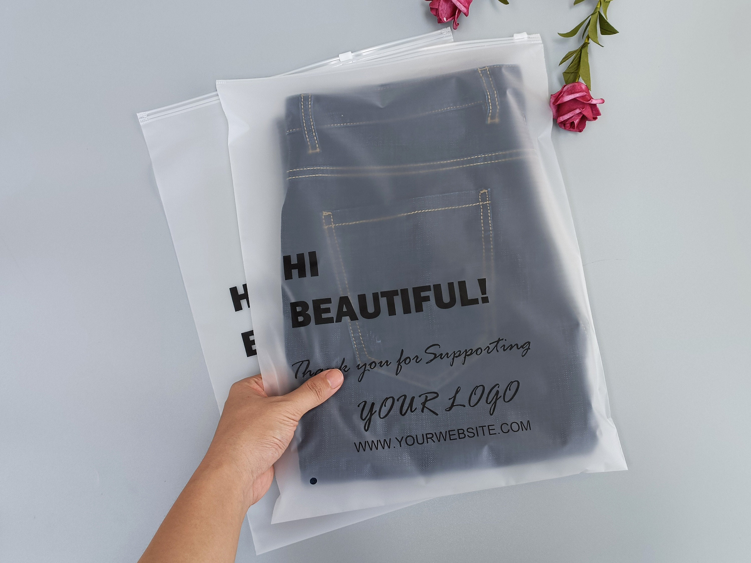 100pcs Custom Zipper Bags,frosted Zipper Packaging for Clothing,custom ...