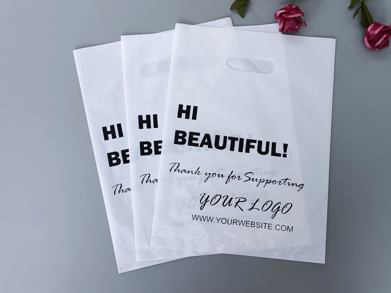 100pcs Custom Shopping Bags With Logo for Boutique,personalized Plastic ...