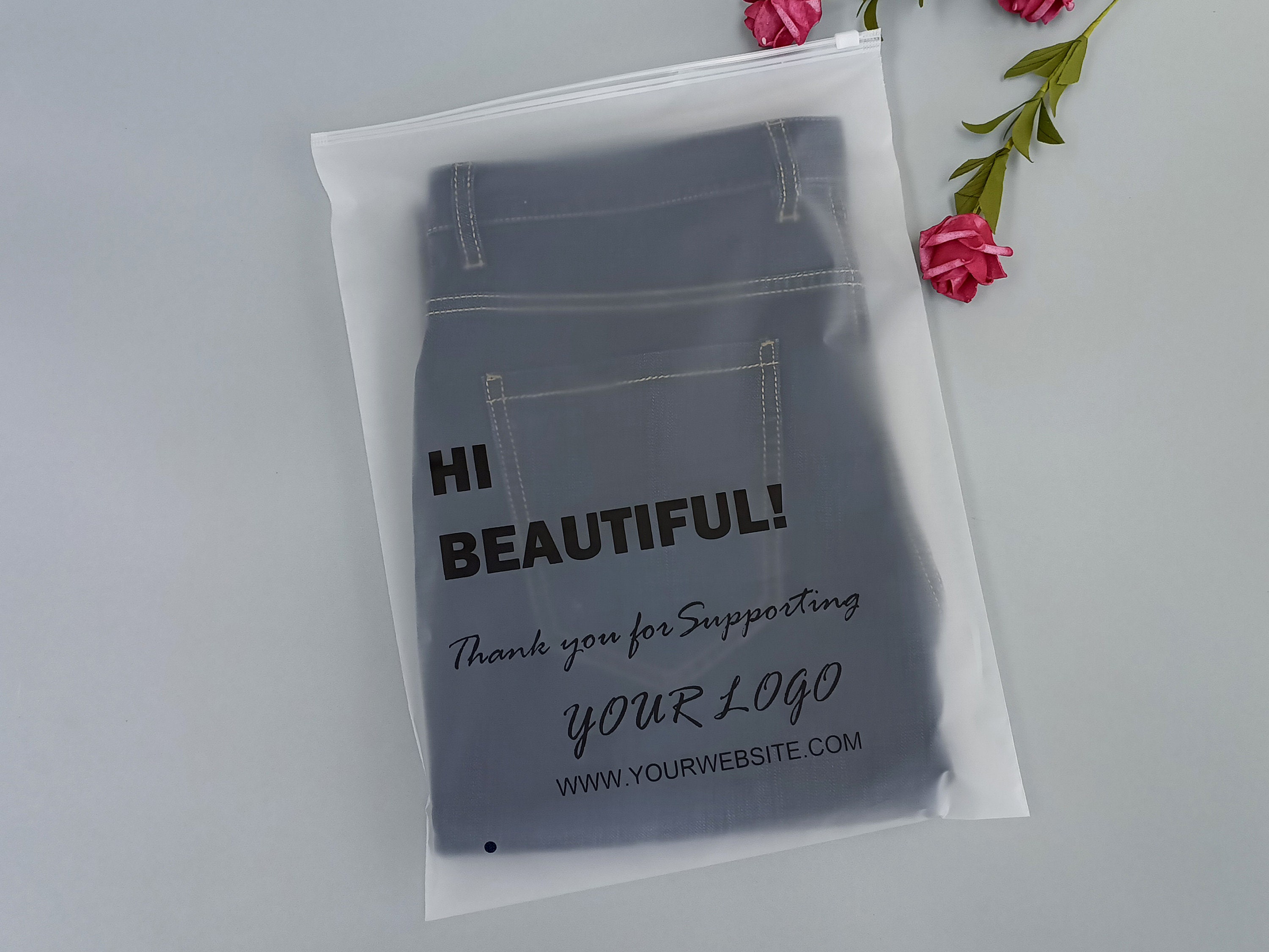 100pcs Custom Zipper Bags,frosted Zipper Packaging for Clothing,custom ...