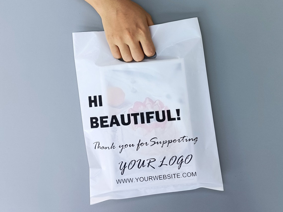 100pcs Custom Shopping Bags With Logo for Boutique,personalized Plastic ...