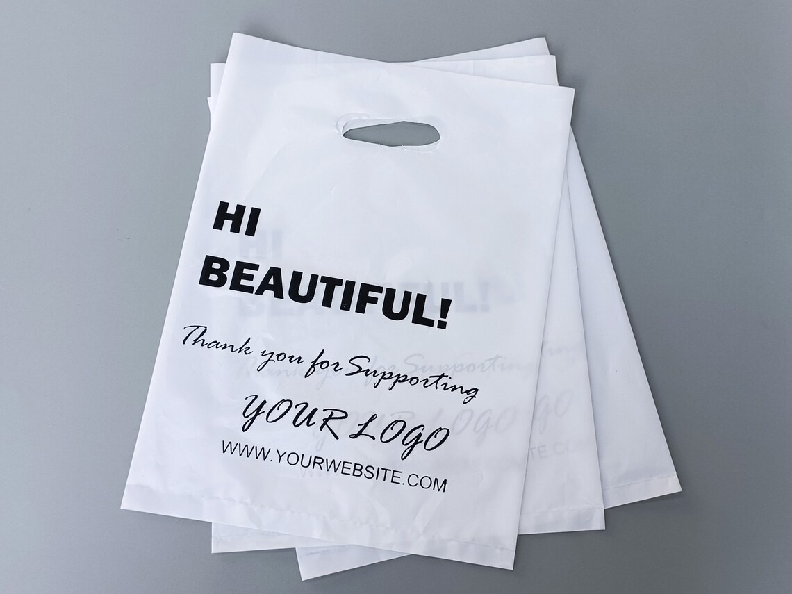 100pcs Custom Shopping Bags With Logo for Boutique,personalized Plastic ...