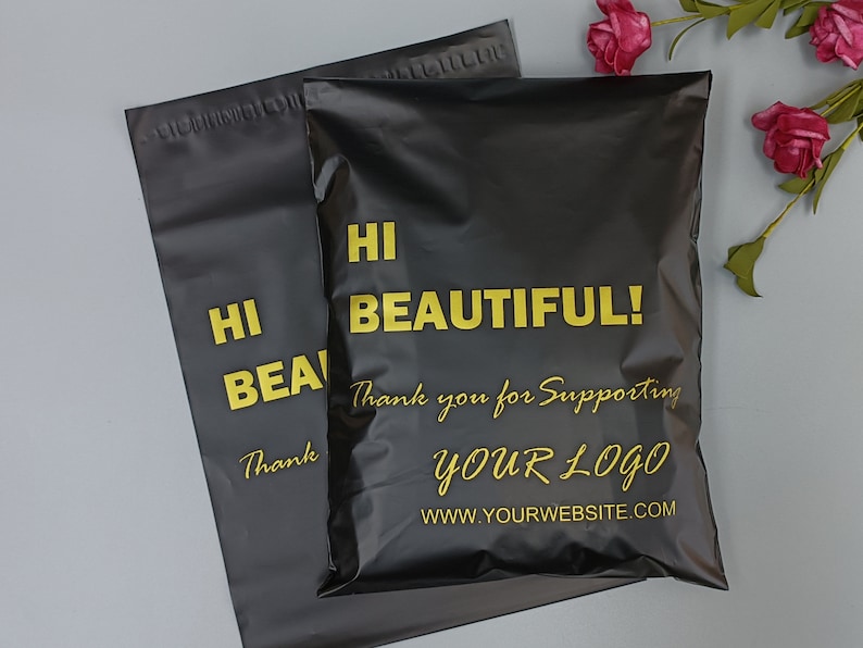 5-500pcs Black Shipping Envelopes With Logo Printed,poly Mailer for ...