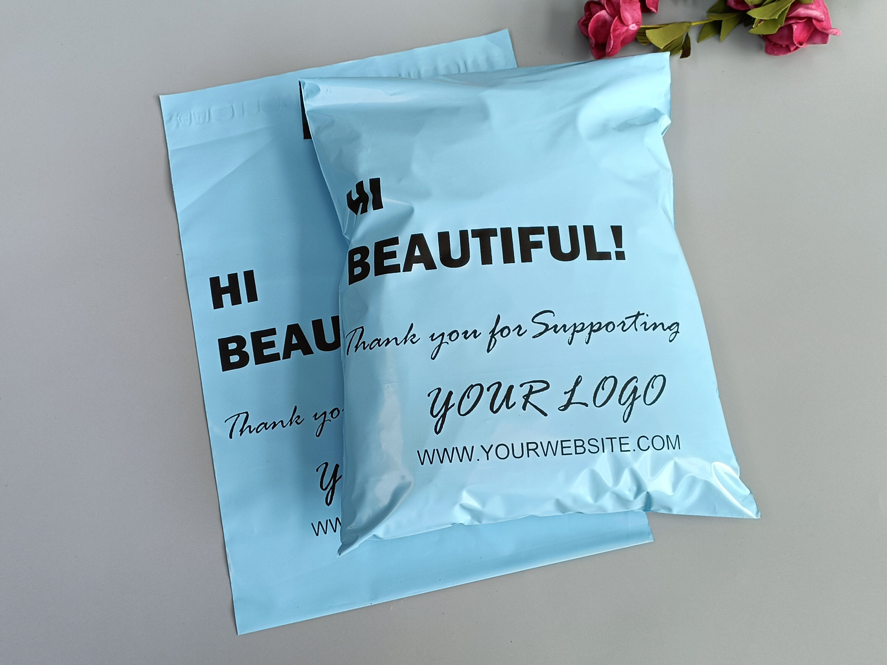 100pcs Blue Poly Mailer With Logo Printed,poly Mailers With Self ...