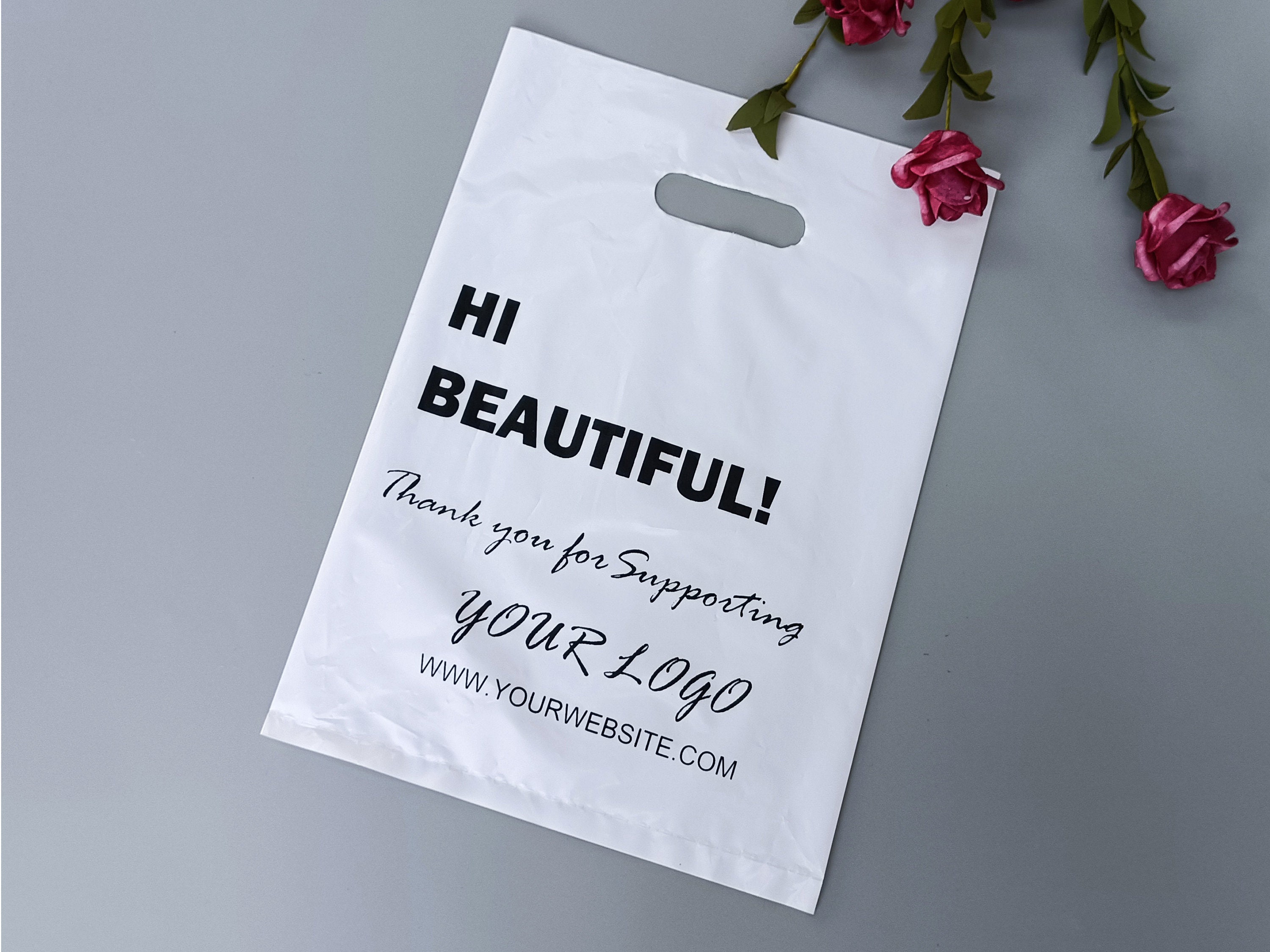 100pcs Custom Shopping Bags With Logo for Boutique,personalized Plastic ...