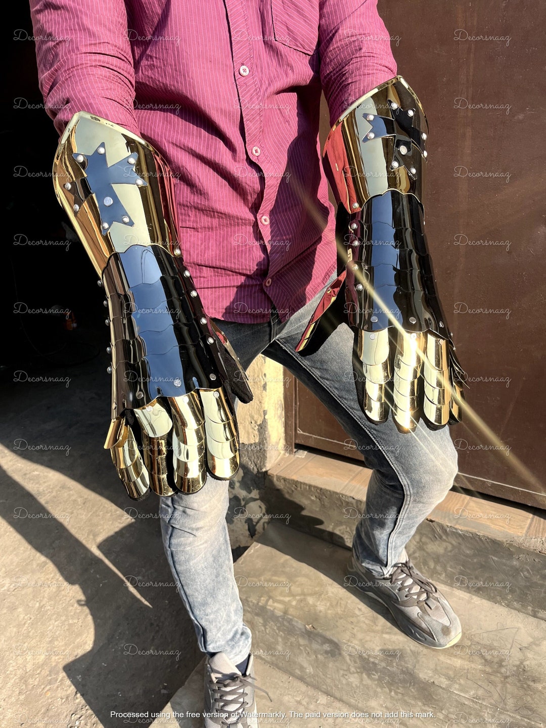 LOTR Knight Crusader Gauntlets Medieval Roman Arm Protection Gloves ...