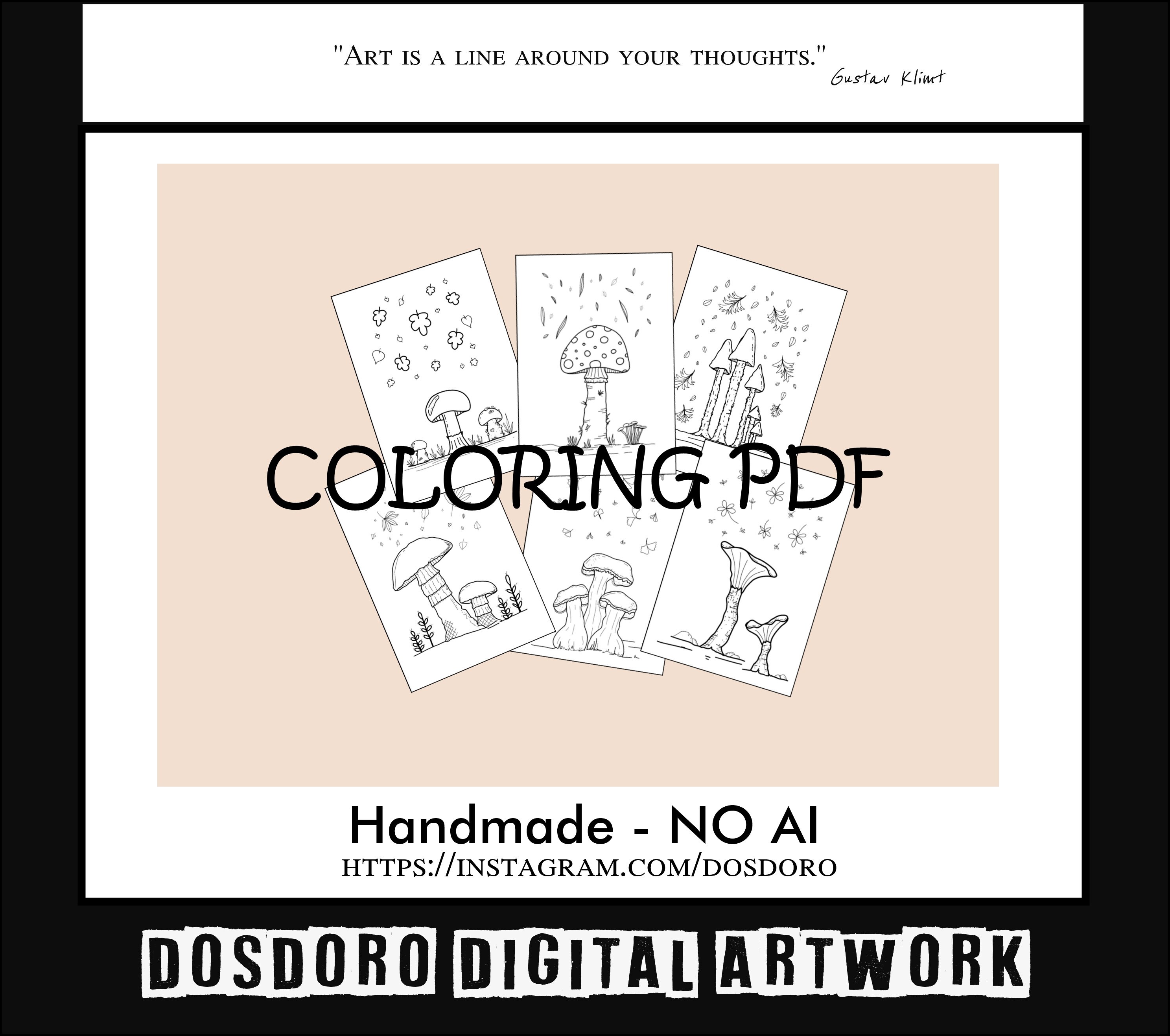 Fall Mushroom Coloring Pack Printable DIY Sheets in PDF JPG - Etsy