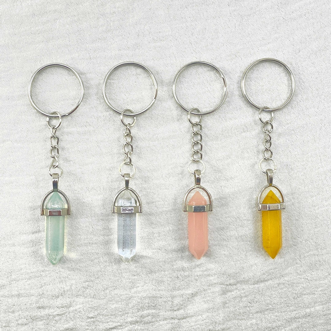 Hexagonal Healing Crystal Keychain, Silver Finishing, Gemstone Backpack ...