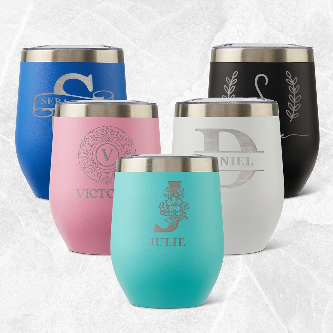 Personalized Wine Tumbler With Lid: Laser Engraved Insulated Cup - Etsy