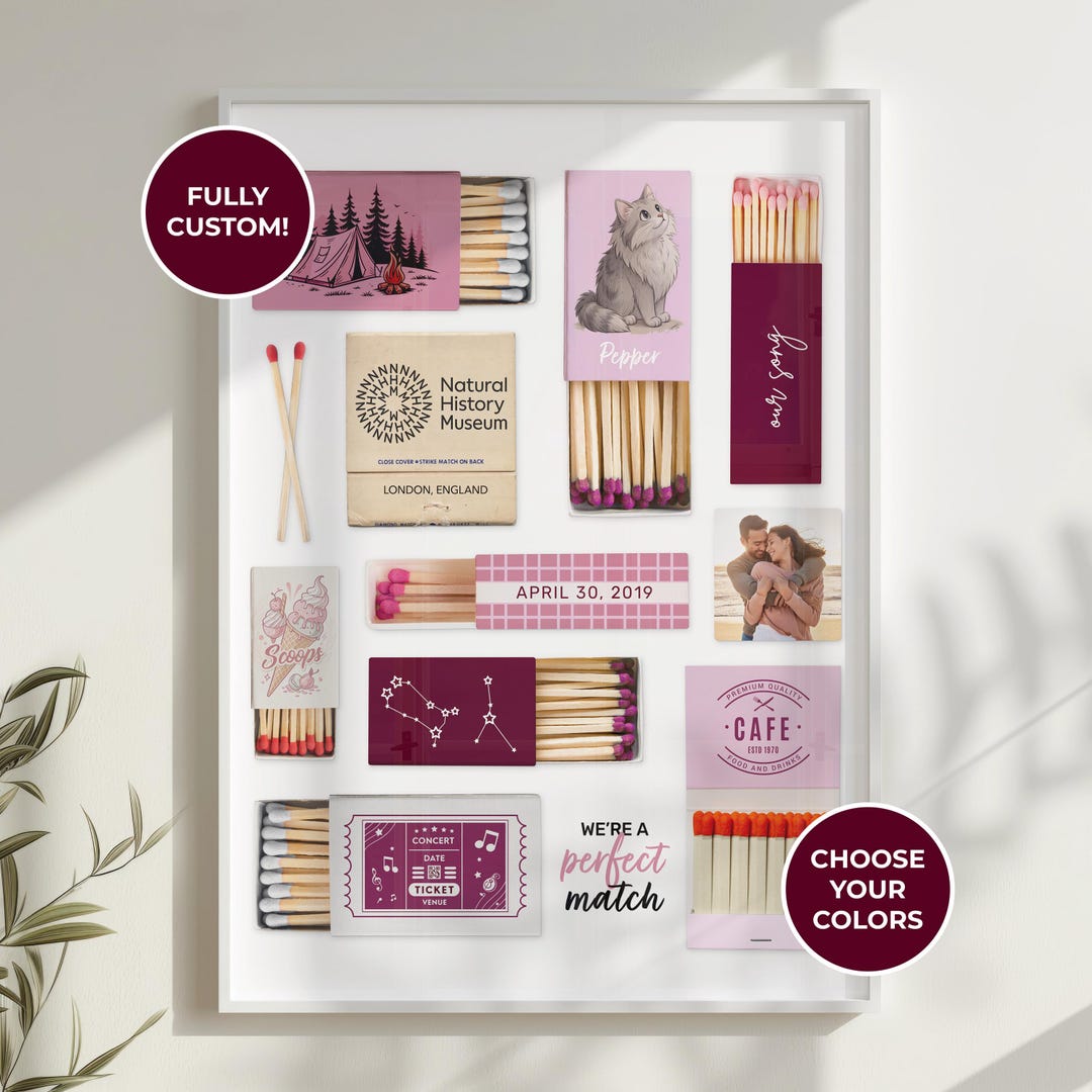 GAM Framed Print Custom Matchbook Poster, Matchbox Gift, Anniversary ...