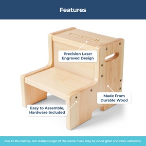 GAM Personalized Wooden Step Stool, Toddler 2 Step Stool Name, Kids ...