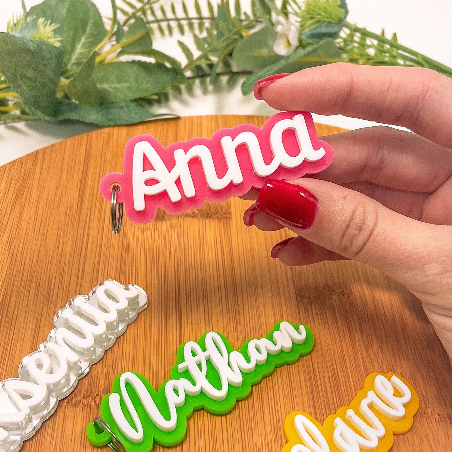 Personalized Acrylic Name Keychain: Custom Bag Tag - Etsy